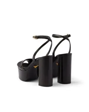 Prada Nappa Leather Platform Sandals - Black