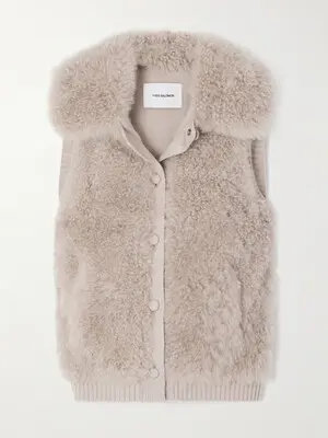 YVES SALOMON Wool-trimmed Shearling Gilet - Cream