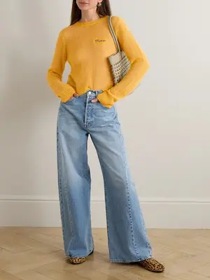 MOTHER The Pipe Dream Button Sneak High-rise Wide-leg Jeans