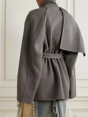 Rick Owens Scarf-detailed Belted Cashmere Jacket - Brown