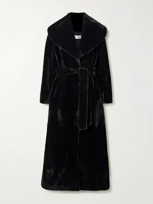 Nour Hammour Giovanna Belted Shearling Coat