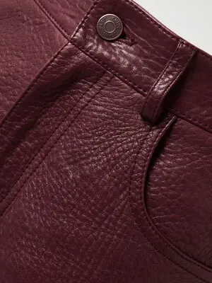 Chloé Textured-leather Flared Pants - Burgundy