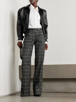 Dolce & Gabbana Checked Wool-blend Wide-leg Pants