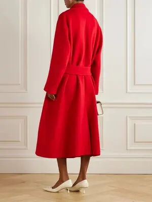 Another Tomorrow Belted Recycled Cashmere Coat - Red