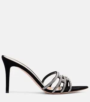 GIANVITO ROSSI Elizabeth Crystal-embellished Suede Mules