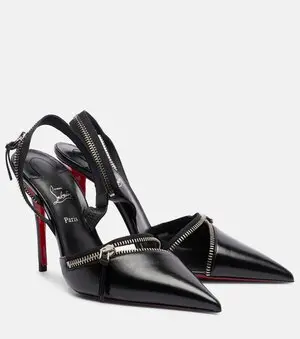 CHRISTIAN LOUBOUTIN Slingyzip 100 Leather Slingback Pumps - Black