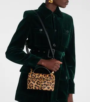 Saint Laurent Gaby Leopard-print Calf Hair Vanity Bag - Brown