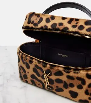 Saint Laurent Gaby Leopard-print Calf Hair Vanity Bag - Brown