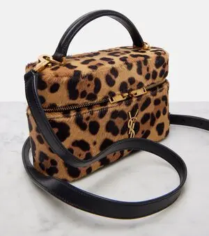 Saint Laurent Gaby Leopard-print Calf Hair Vanity Bag - Brown