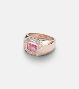 Shay Jewelry 18kt Rose Ring With Sapphire And Diamond - Gold