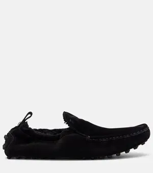 TOD'S Gommino Shearling-lined Suede Driving Shoes - Black