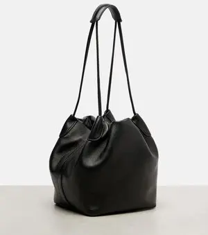 Loro Piana Bale Softy Leather Bucket Bag - Black