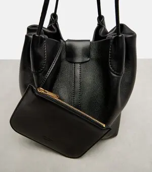 Loro Piana Bale Softy Leather Bucket Bag - Black