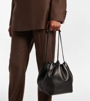 Loro Piana Bale Softy Leather Bucket Bag - Black