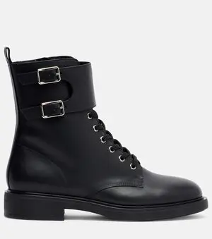 GIANVITO ROSSI Ripley Leather Combat Boots - Black