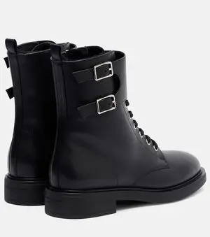 GIANVITO ROSSI Ripley Leather Combat Boots - Black
