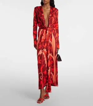 Johanna Ortiz Printed Jersey Midi Dress - Red