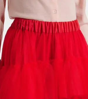 Simone Rocha Tie Tulle Midi Skirt - Red