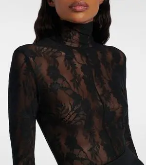 Norma Kamali Turtleneck Lace Catsuit