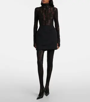 Norma Kamali Turtleneck Lace Catsuit