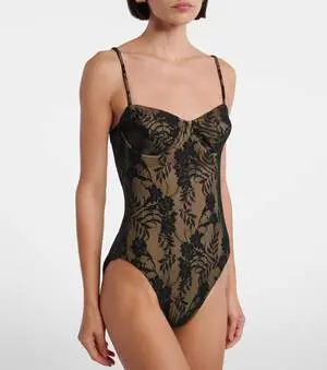 Norma Kamali Lace Sheer Bodysuit