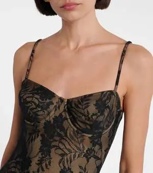 Norma Kamali Lace Sheer Bodysuit
