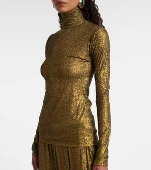 Norma Kamali Sequined Turtleneck Top