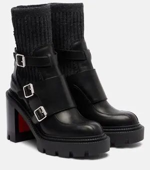 CHRISTIAN LOUBOUTIN Cortinetta College 100 Leather Ankle Boots - Black