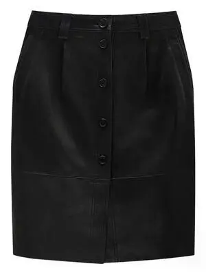 ANINE BING Button-front Leather Skirt