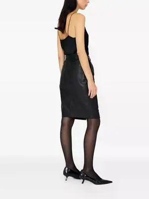 ANINE BING Button-front Leather Skirt
