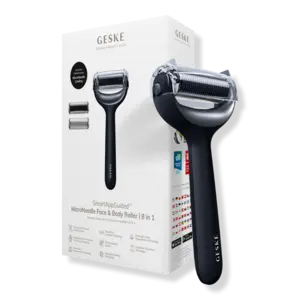 GESKE Smartappguided Microneedle Face & Body Roller | 8 In 1 - Black