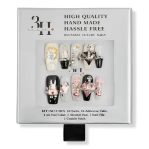 3H NAILS Whimsical Charm Medium Square Press-on Nails - One-color