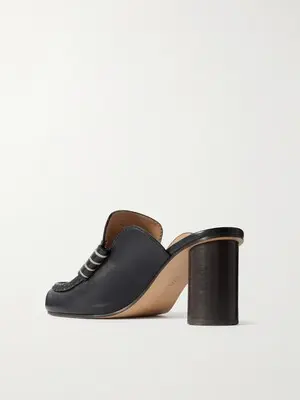 JW Anderson Loafer Whipstitched Leather Mules - Black