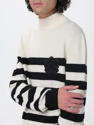 Balmain Striped Emblem Sweater