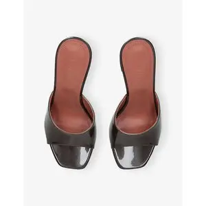 Amina Muaddi Lupita 95 Patent-leather Heeled Mules - Brown