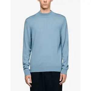 Sandro High-neck Regular-fit Wool Jumper - Chambray