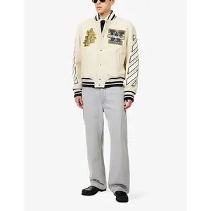 Off-White Lion Varsity Patches Wool-blend Jacket
