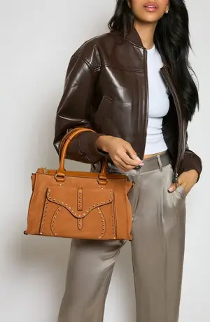 AIMEE Armour Leather Satchel - Rustic Caramel Suede
