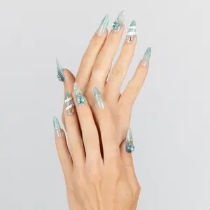 3H NAILS Ocean Goddess Luxury Handmade Press On Nails - Teal Ombré Nails