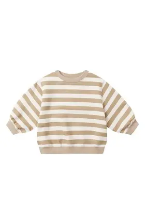 QUINCY MAE Oversize Stripe Cotton Sweatshirt - Gold