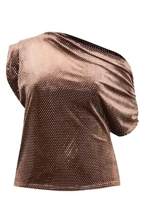City Chic One-shoulder Top - Bronze
