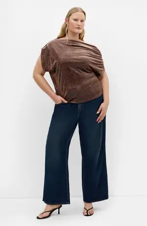 City Chic One-shoulder Top - Bronze
