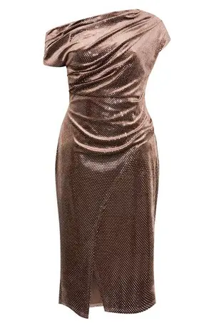 City Chic Ruched One-shoulder Midi Dress