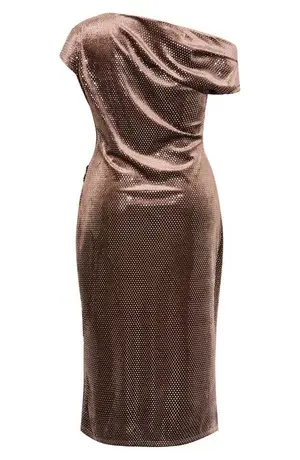 City Chic Ruched One-shoulder Midi Dress