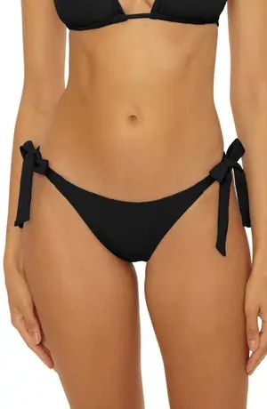 BECCA By Rebecca Virtue Modern Edge Tie Side Rib Bikini Bottoms - Black
