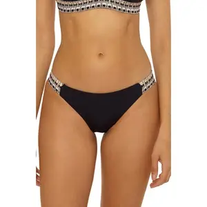 BECCA® By Rebecca Virtue Fiesta American Basket Weave Trim Bikini Bottom - Black