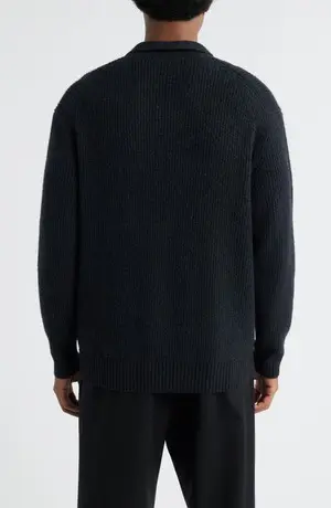 OPEN EDIT Johnny Collar Polo Sweater - Black Caviar
