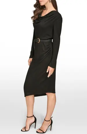 Donna Karan New York Long Sleeve Cowl Neck Sheath Dress
