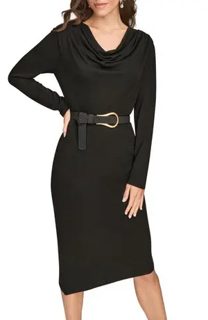 Donna Karan New York Long Sleeve Cowl Neck Sheath Dress
