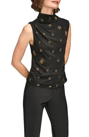 Donna Karan New York Embellished Ruched Knit Top